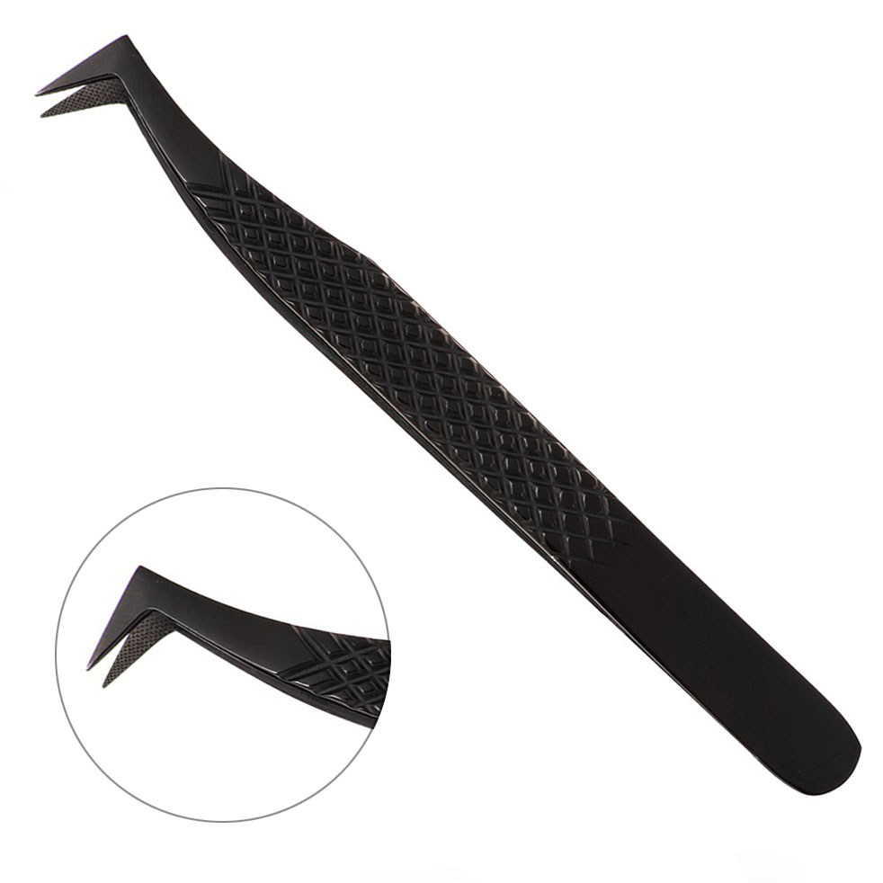 Fiber Tip Tweezer Curved Tip Black Diamond Easy Grip Titanium Plasma